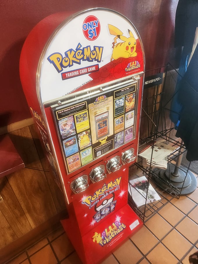 Even Pikachu knows where to find good eats. This Pokémon machine adds a touch of whimsy to a restaurant that doesn't take itself too seriously.