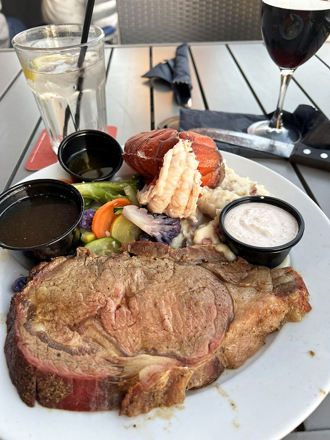 When land meets sea on a plate – prime rib and lobster creating the dinner equivalent of a perfect sunset over the ocean.