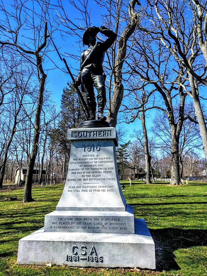 Civil War history stands preserved in this memorial—a surprising find that adds historical depth to Marblehead's lakeside charm.