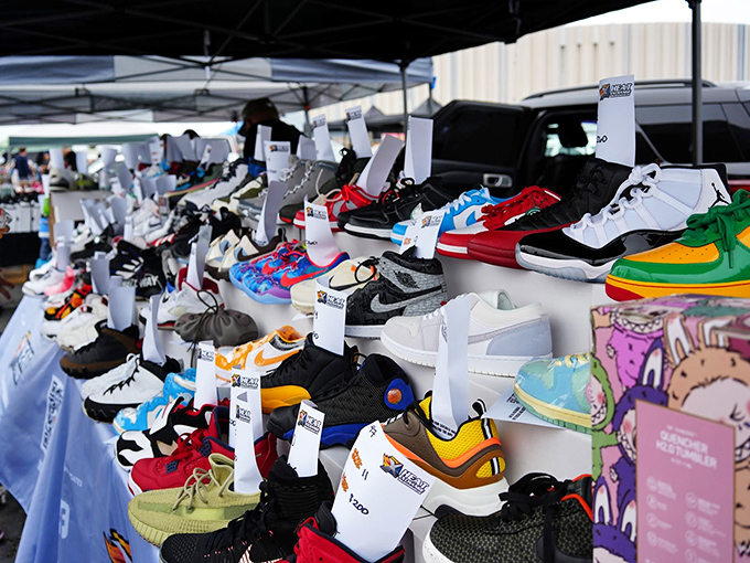 Sneakerheads, rejoice! This rainbow of footwear would make Imelda Marcos rethink her collection goals while emptying your wallet with a smile.