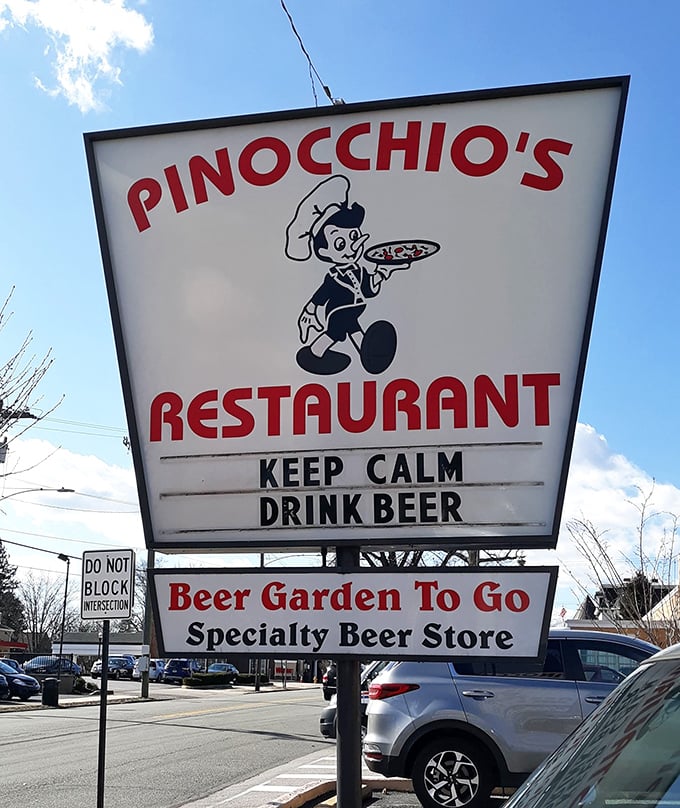 "Keep Calm and Drink Beer"—the most sensible advice you'll find on a restaurant sign in all of Pennsylvania.