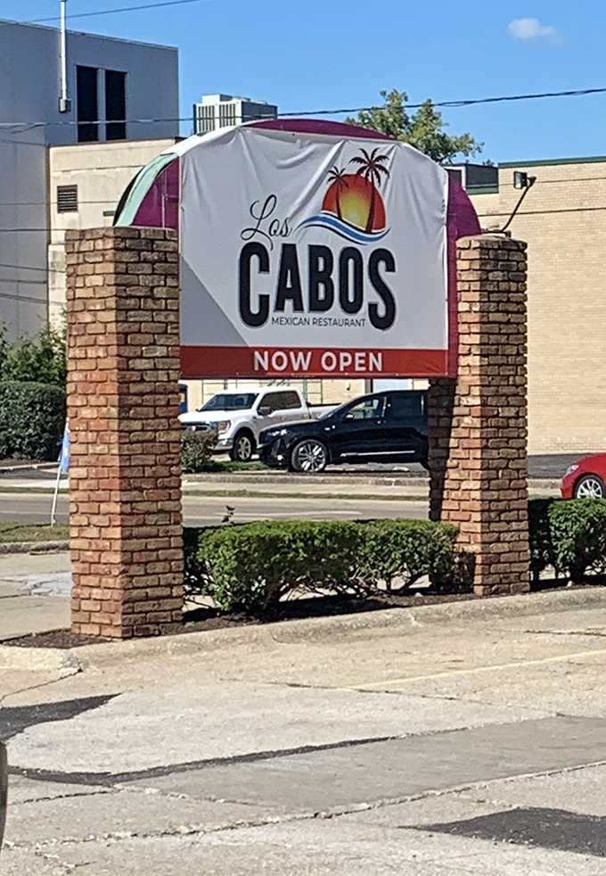 The Los Cabos sign promises a vacation for your taste buds—no passport required, just an appetite for authentic Mexican flavors.