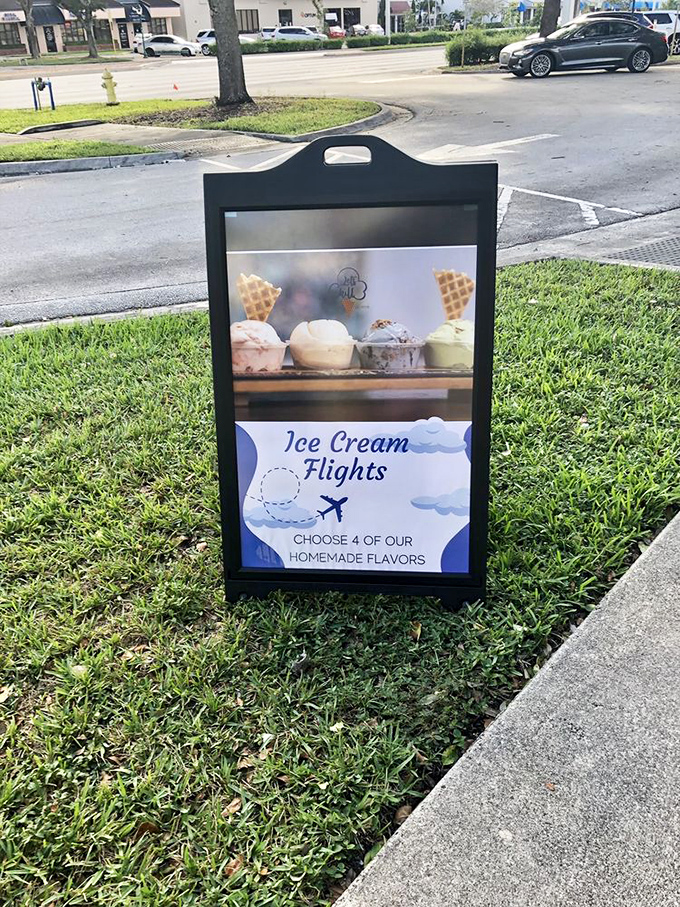 "Ice Cream Flights" – four scoops of different flavors that let you travel the world of dairy without leaving the sidewalk.