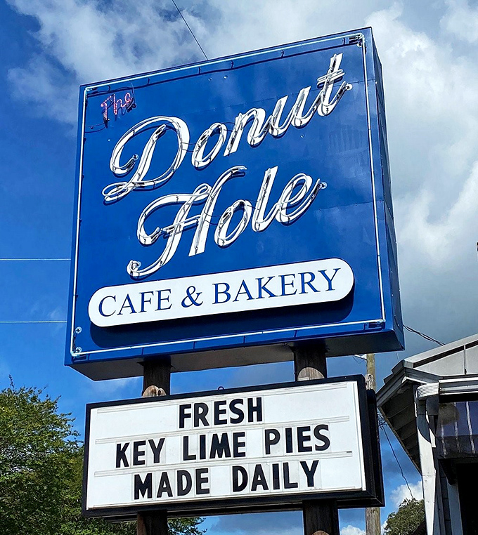 This sign doesn't just advertise a restaurant—it promises a Destin tradition. The key lime pies alone are worth the detour.