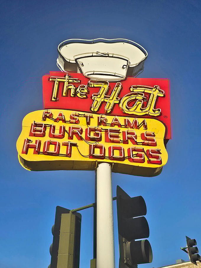 Against the blue California sky, that chef's hat sign has guided hungry travelers to pastrami paradise since the Eisenhower administration.