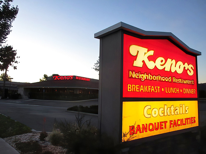 That sign glows like a lighthouse guiding hungry souls to their happy place – banquet facilities included!