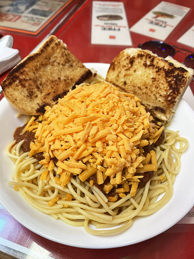 Spaghetti topped with chili and cheese proves that O'Betty's isn't afraid to color outside the lines. Carb-on-carb action has never looked so tempting.