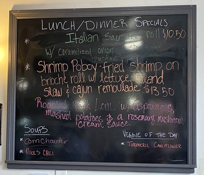 The specials board—a daily canvas of culinary creativity that proves this diner's ambitions extend well beyond breakfast into serious lunch territory.