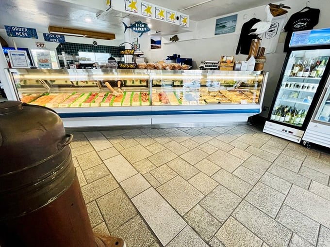 The fish market display case – where transparency isn't just a buzzword. What you see is exactly what you'll eat, often within minutes.