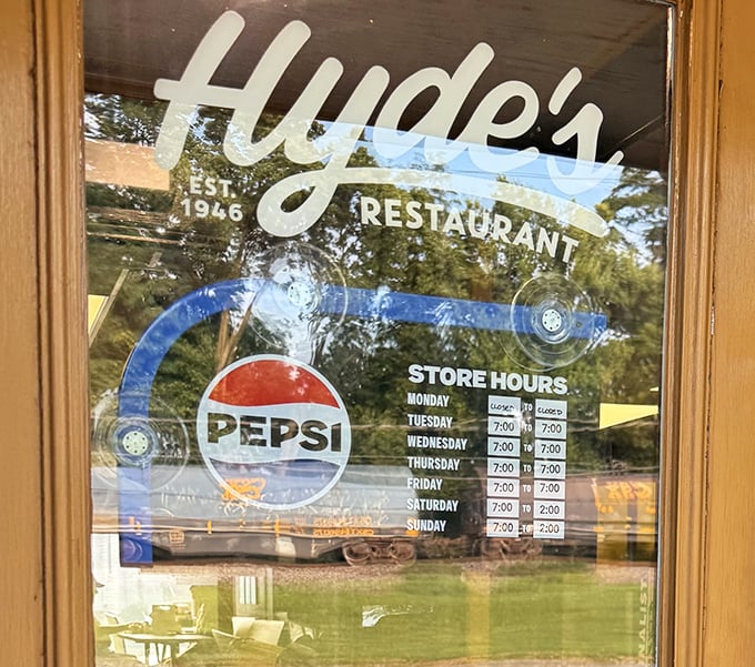 Store hours that tell you everything about Hyde's priorities – open early for farmers, closed in time for family dinner.