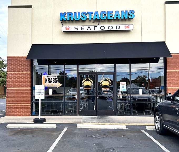 Rain or shine, the "King of Krabs" sign promises a taste of the coast that makes even the gloomiest Nashville day feel like oceanside dining.
