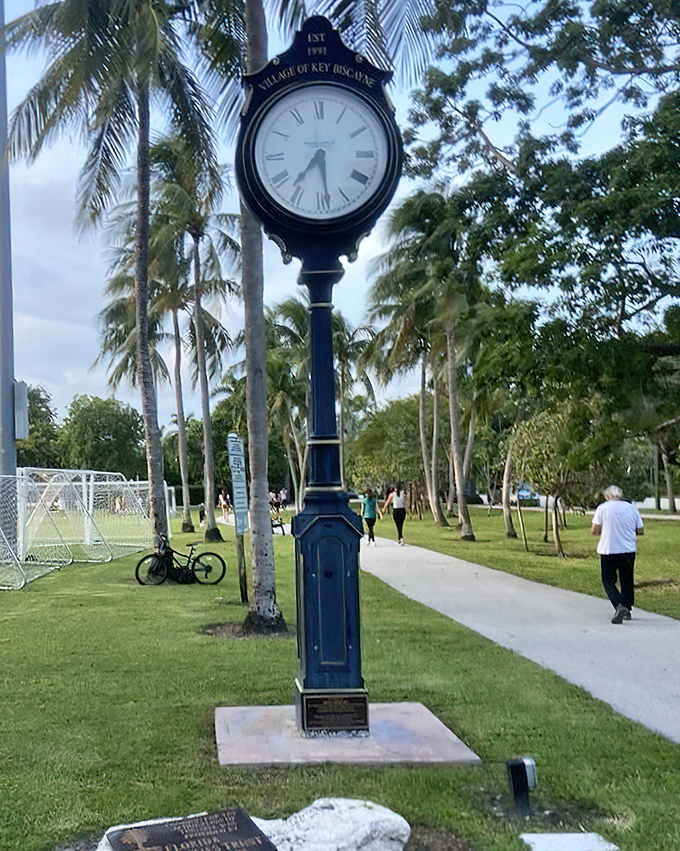 The village clock stands as a gentle reminder that even in paradise, time still passes—just a lot more pleasantly than it does back home.
