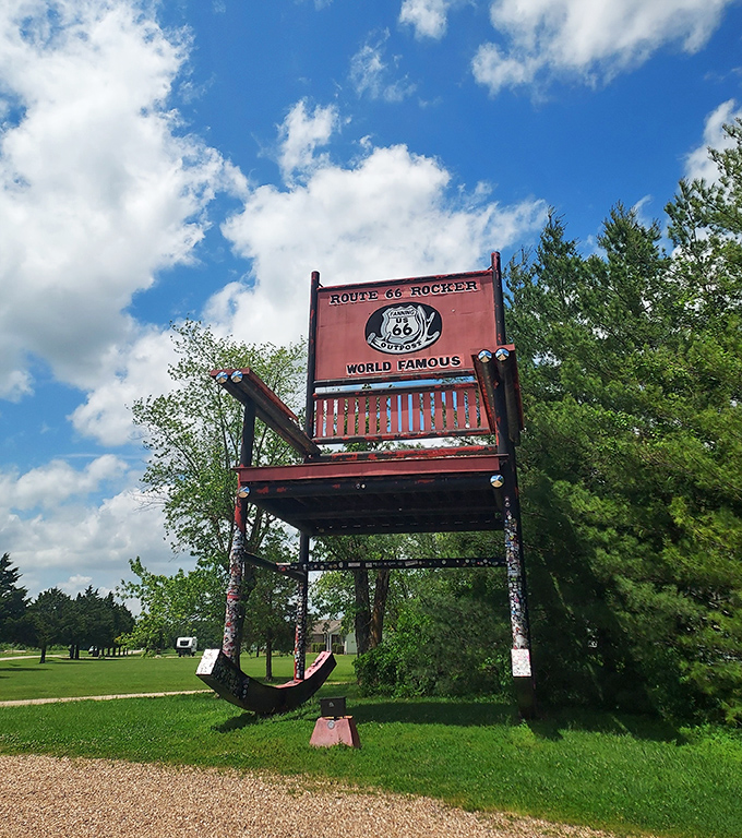 The "World's Largest Rocker" isn't just a title—it's a promise delivered in spectacular fashion. This isn't just big; it's comically, wonderfully excessive.