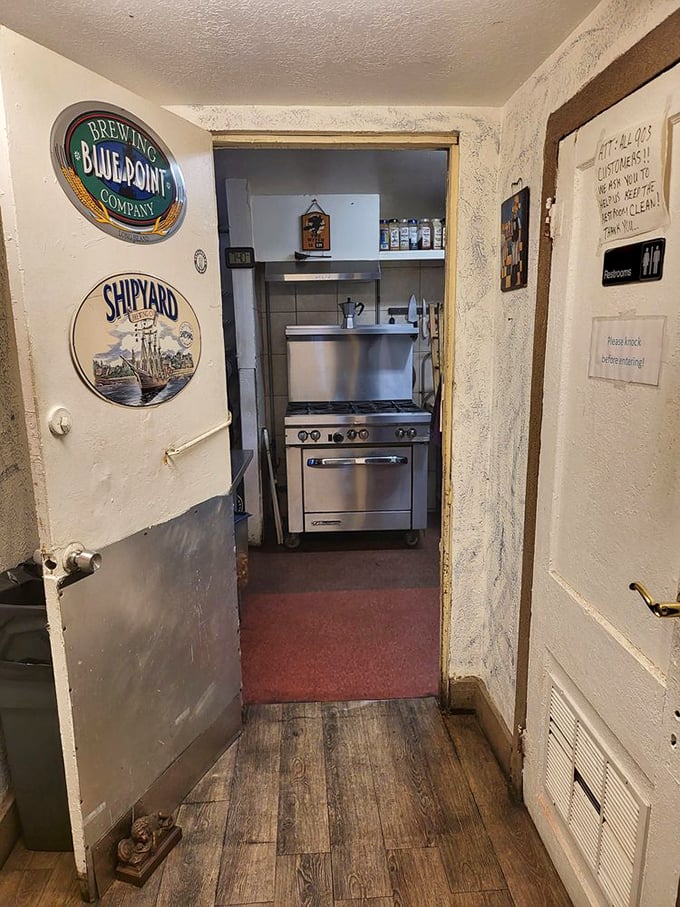 The kitchen doorway – where sandwich magic happens behind the scenes. Some say you can hear angels singing if you listen closely.