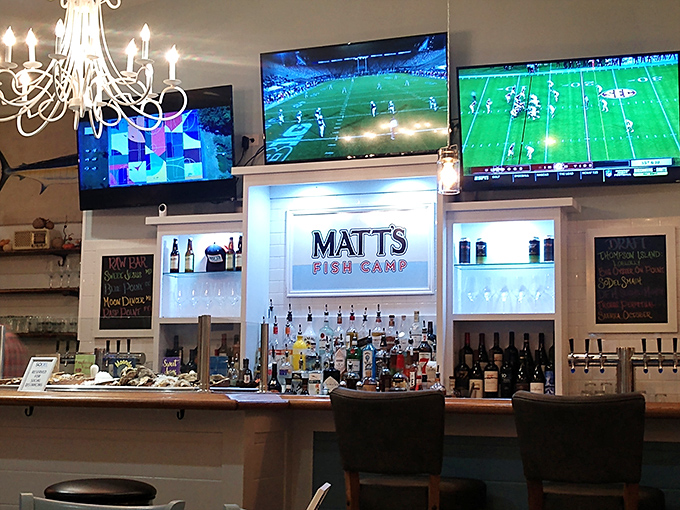 The bar isn't just serving drinks—it's offering front-row seats to the game and a masterclass in coastal hospitality.