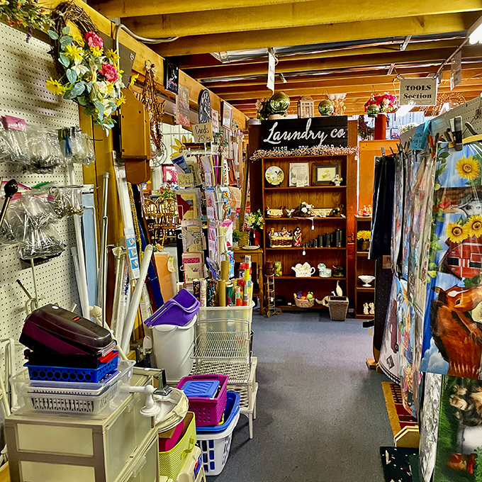 The home décor section – where "Fixer Upper" meets "Antiques Roadshow." Those baskets weren't mass-produced in China but handwoven by someone's skilled fingers.