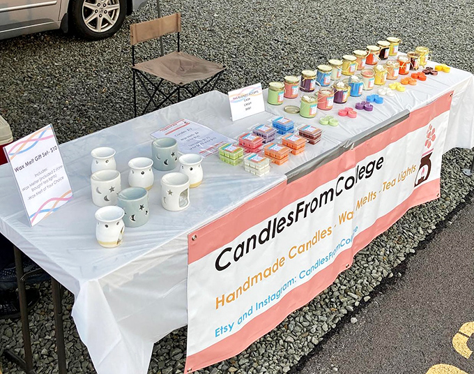 Scents and sensibility at the "CandlesFromCollege" stand. These handmade wax wonders promise to transform any room from "lived-in" to "luxurious."
