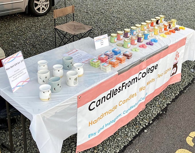 Scents and sensibility at the "CandlesFromCollege" stand. These handmade wax wonders promise to transform any room from "lived-in" to "luxurious."