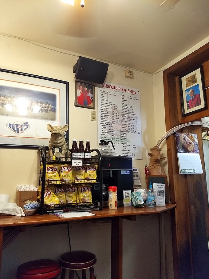 Chips and sauce for the road—because the hardest part of leaving Shuford's is knowing your next meal won't taste this good.