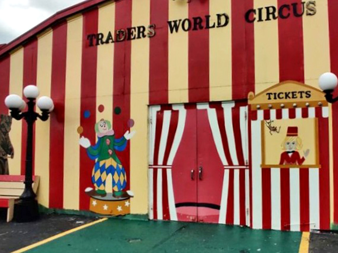 The circus-themed exterior brings Barnum & Bailey vibes to bargain hunting—just with fewer elephants and more affordable souvenirs.