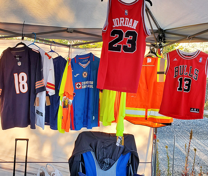 Chicago sports loyalty on full display – that vintage Jordan jersey might be the crown jewel, but don't overlook the Bears and international soccer options.