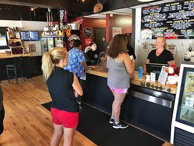 The ordering counter—where dreams are articulated and soon transformed into smoky reality by the BBQ wizards behind the scenes.
