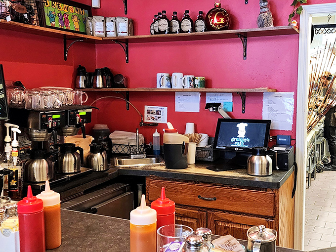 Behind the scenes at breakfast magic central. The organized chaos of condiments, coffee equipment, and kitchen essentials that fuel Cleveland's morning happiness.