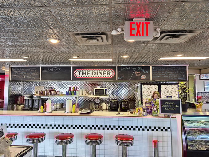 The counter area—where magic happens and diet plans go to die. Those red stools have witnessed countless moments of pure culinary joy.