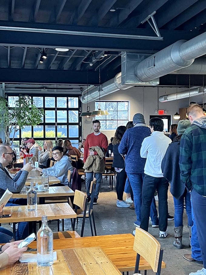 The line forms for a reason—these patrons aren't just waiting for coffee, they're queuing for an experience worth writing home about.