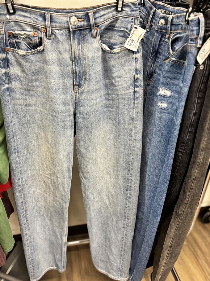 Denim democracy in action—three distinct washes offering three distinct attitudes, all waiting for the right legs to come along.