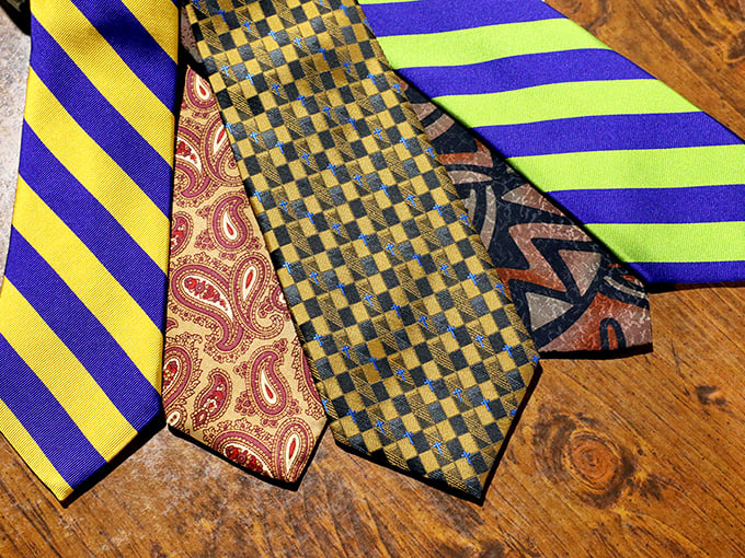 Neckties in every pattern imaginable – because someone's "what was I thinking?" purchase becomes your boardroom power move.