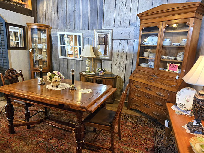 This dining set has hosted countless family meals and celebrations—the scratches and patina are just evidence of lives well-lived.