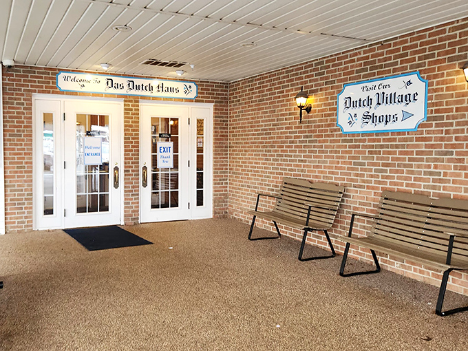The entrance to Das Dutch Haus promises more than just a meal—it's a portal to a place where calories don't count and hospitality reigns supreme.