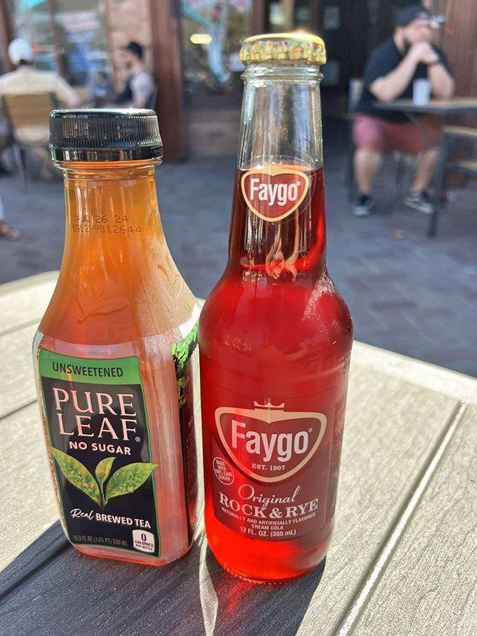 Faygo Rock & Rye meets Pure Leaf Tea—the Detroit-San Diego cultural exchange program in beverage form. Condensation promises refreshment on a sunny day.
