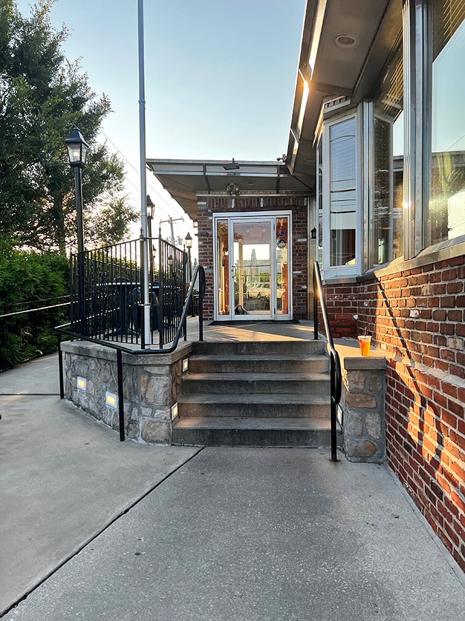 The welcoming entrance promises good things await inside this beloved neighborhood breakfast spot.