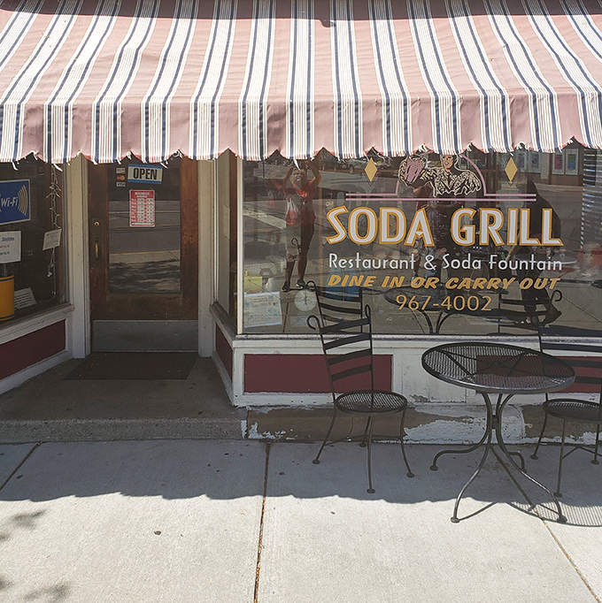 The welcoming storefront beckons with red awnings and promises of sweet frozen bliss.