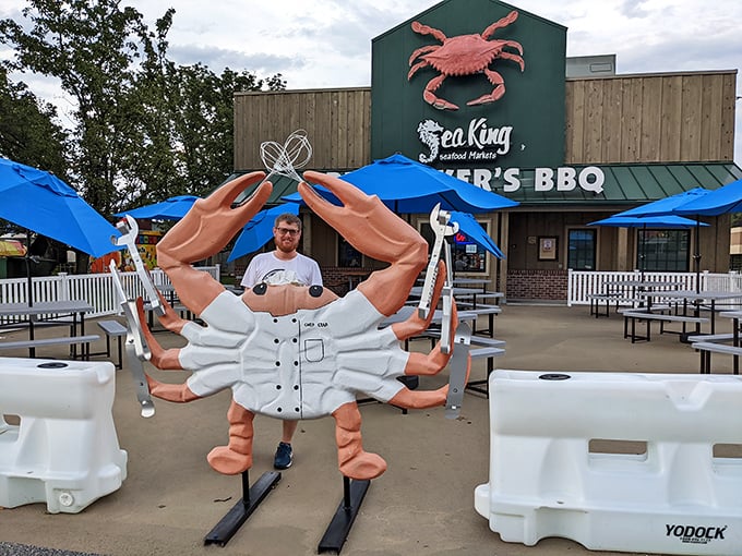 Not just a giant crab statue—it's Maryland's version of the Hollywood sign, complete with mallets for hands.