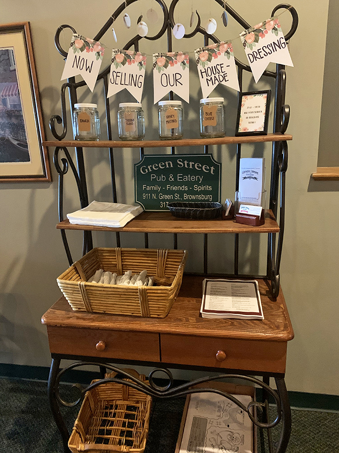 Homemade dressings so good they had to bottle them. The sign says it all—these aren't just condiments, they're liquid treasures.