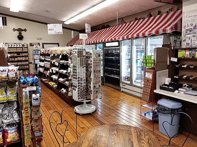 The retail area offers more than just baked goods—it's a carefully curated collection of country comforts and edible souvenirs.