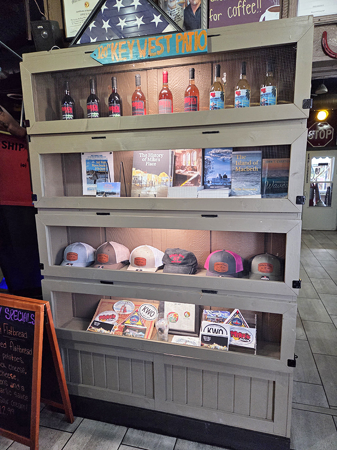 The "Key West Info" display isn't just merchandise—it's a portal to island dreams in the middle of Ohio. Jimmy Buffett would approve. 