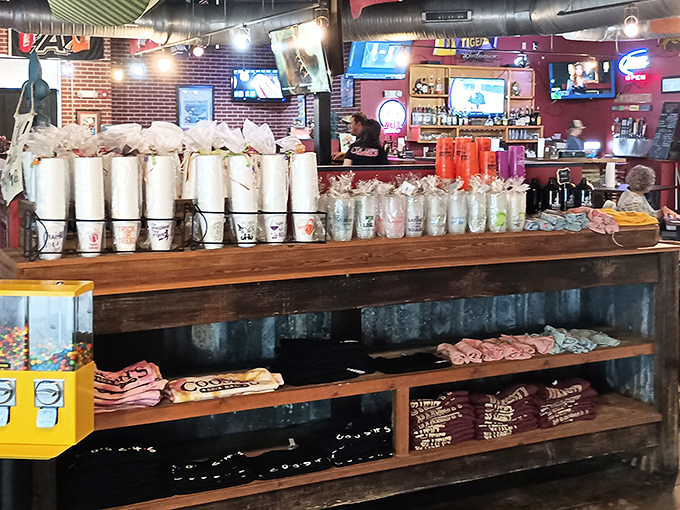 Coosh's merchandise corner: where you can take home a souvenir that won't disappear as quickly as that étouffée did.