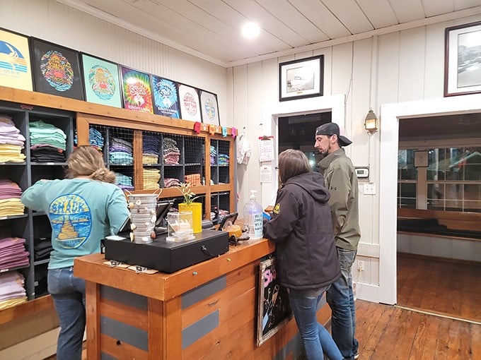 Even the merchandise corner tells a story – these aren't just souvenirs, they're wearable bragging rights for discovering The Shack.
