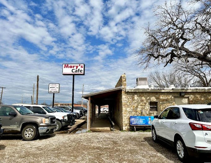 On busy days, the parking lot fills with vehicles from across Texas – a dusty caravan of chicken fried steak enthusiasts. 