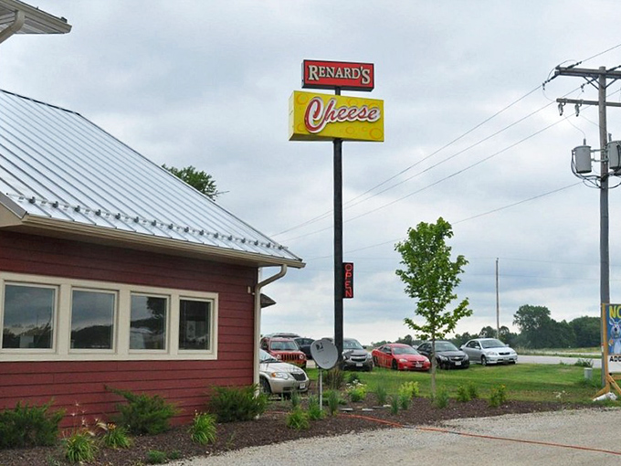Rural charm meets cheese expertise. Renard's red exterior stands out against the Wisconsin countryside like a beacon for hungry travelers. 