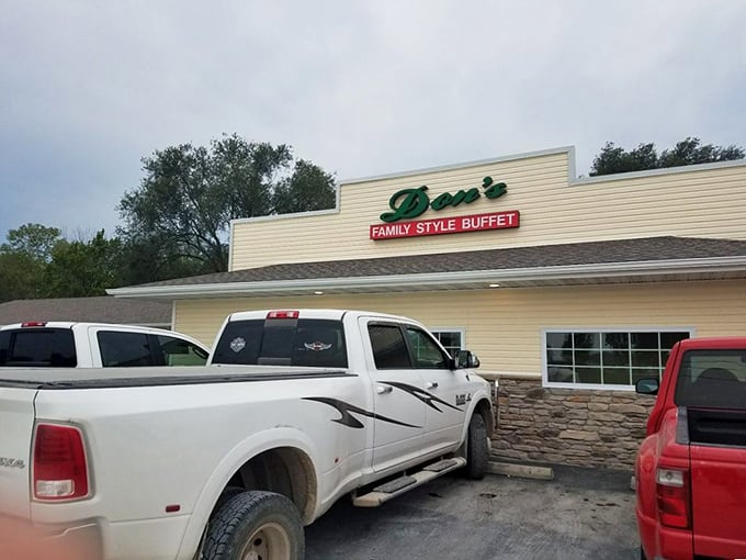 Pickup trucks in the parking lot—the Midwest equivalent of a Michelin star and the surest sign you've found authentic local cuisine.