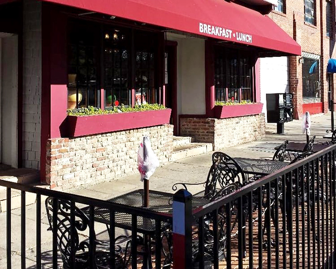The sidewalk seating area offers fresh air with your fresh eggs—urban dining with a side of people-watching and Martinez charm.