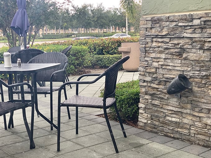Outdoor seating where you can enjoy your breakfast with a side of Florida breeze—nature's own air conditioning.