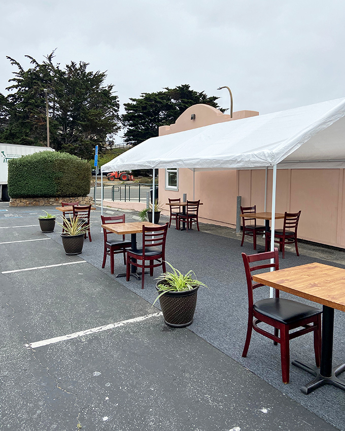 Pandemic-era outdoor dining that doesn't sacrifice charm. Even under a tent, the Fish House magic remains intact.