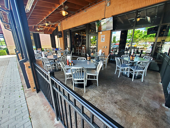 The outdoor patio offers al fresco dining where fresh air somehow makes those burgers taste even better—science can't explain it.