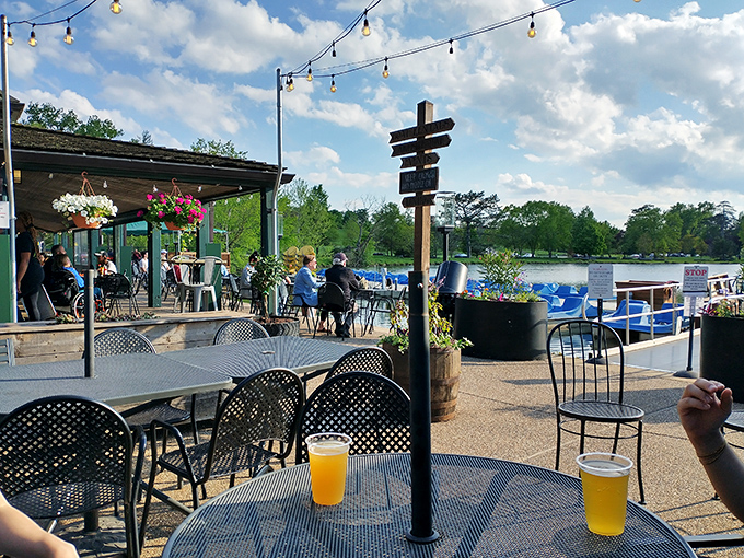Beer tastes better with a view – scientific fact. The Boathouse's outdoor seating area is living proof of this important research.